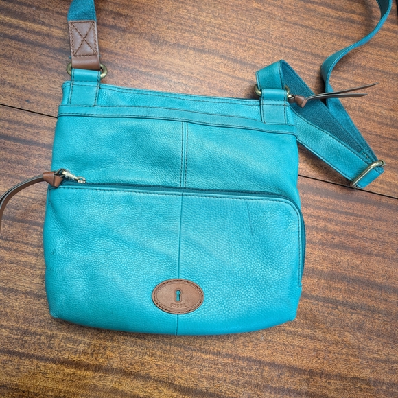 Fossil | Bags | Fossil Teal And Brown Crossbody Bag | Poshmark